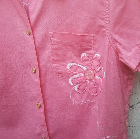 Life Is Good | Tops | Life Is Good Pink Button Up Camp Style Shirt Sz M ...